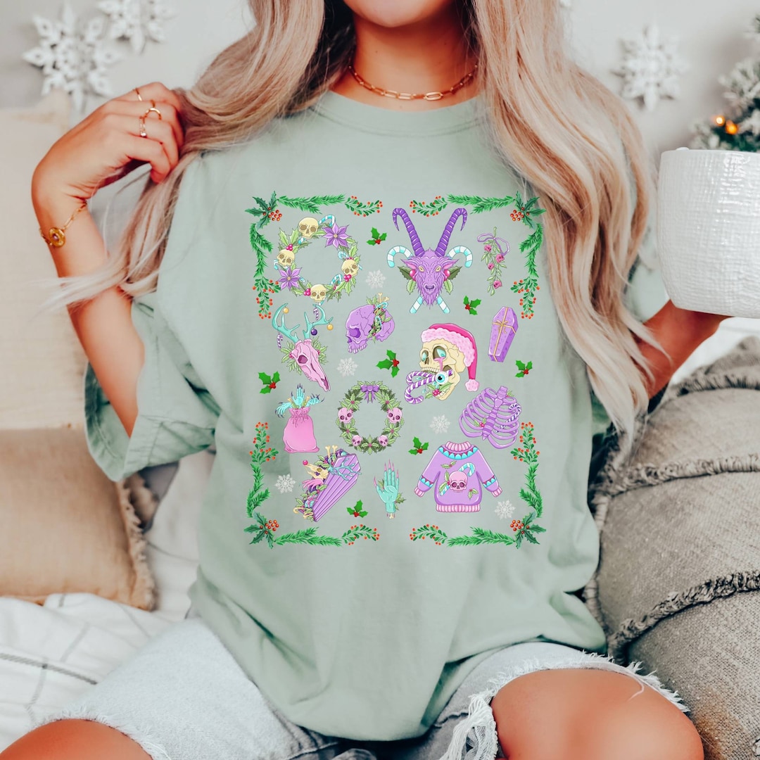 Pastel Goth Christmas Comfort Colors Tshirt, Horror Christmas ...