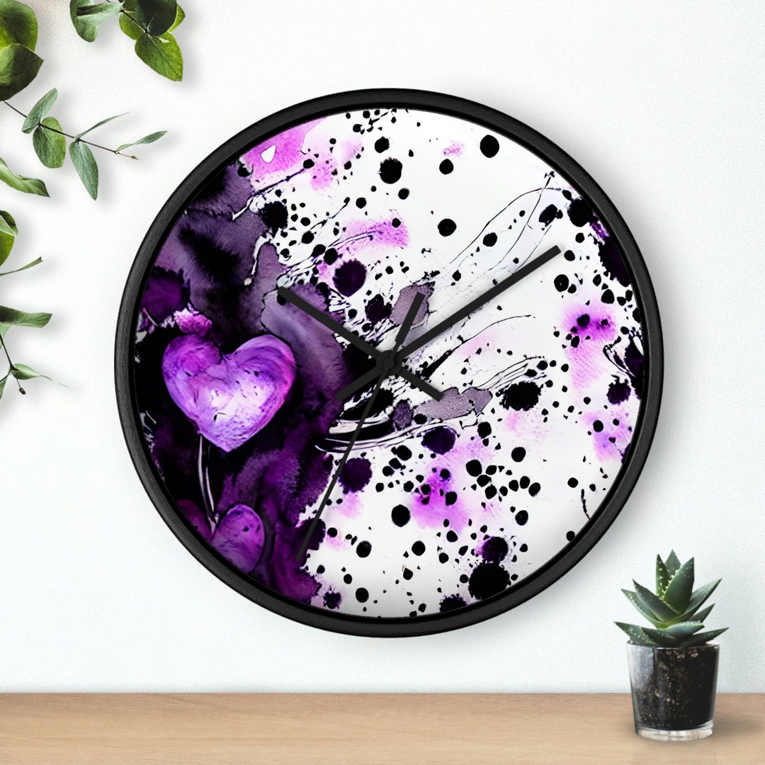 Y2k Decor, Purple Heart Wall Clock, Trendy Decor, Unique Wall Clock ...