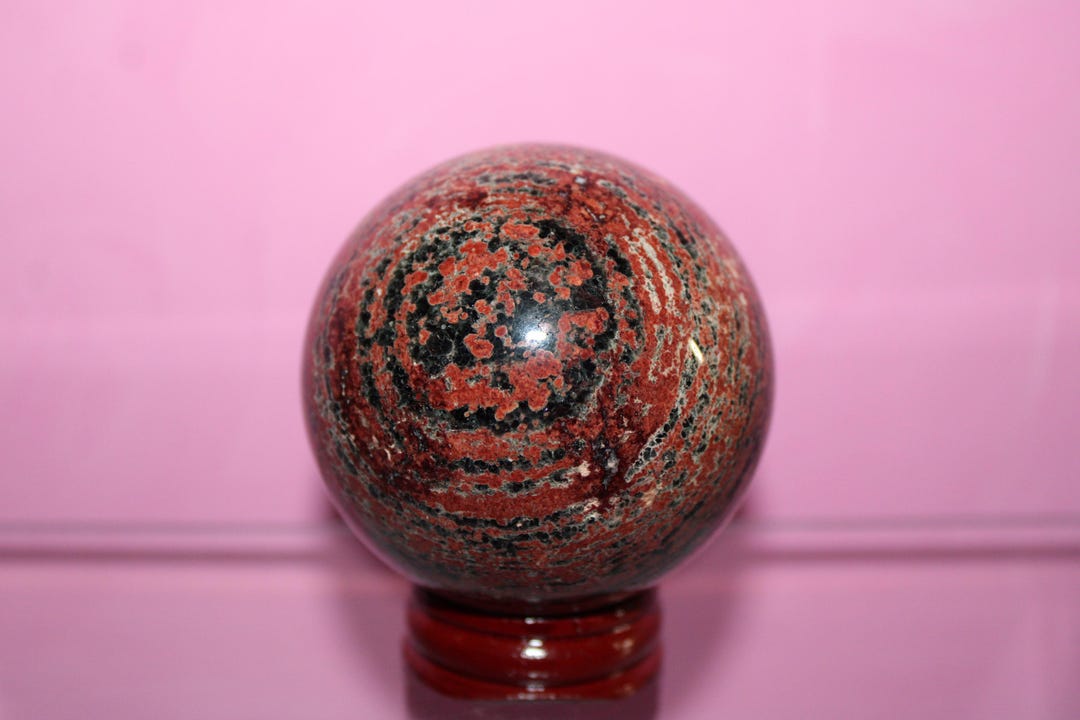 Red Snowflake Obsidian Sphere - Free Holder! - Beautiful in Person ...