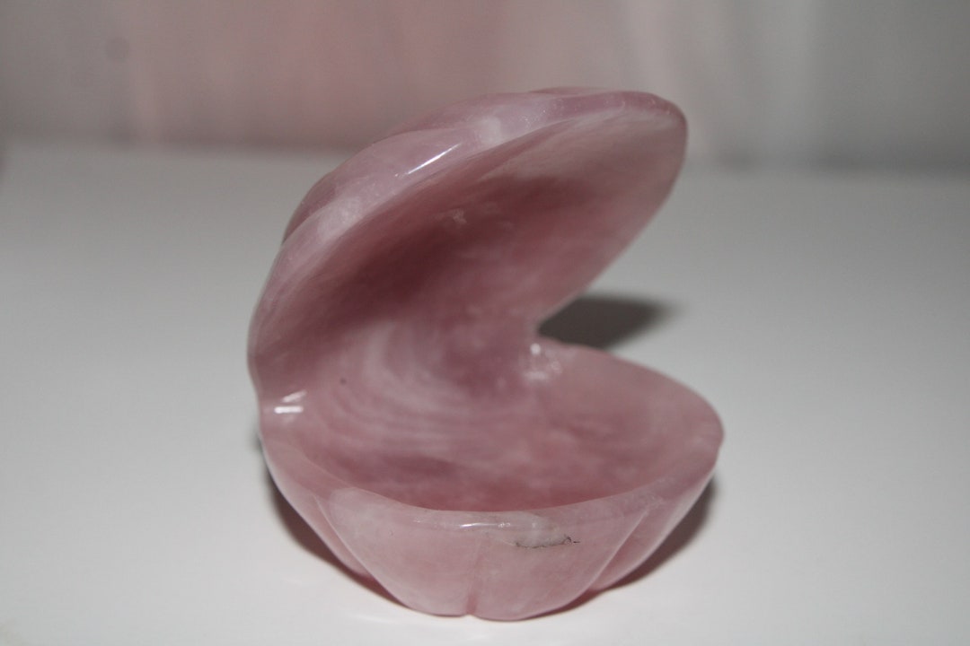 Rose Quartz Shell Clam Sphere Holder or as is High Grade Hand Carved ...
