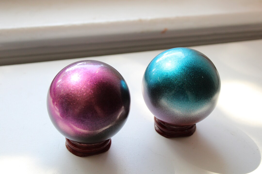 Black Aura Obsidian Spheres - Aura Coated - Pink and Blue - Crystal ...