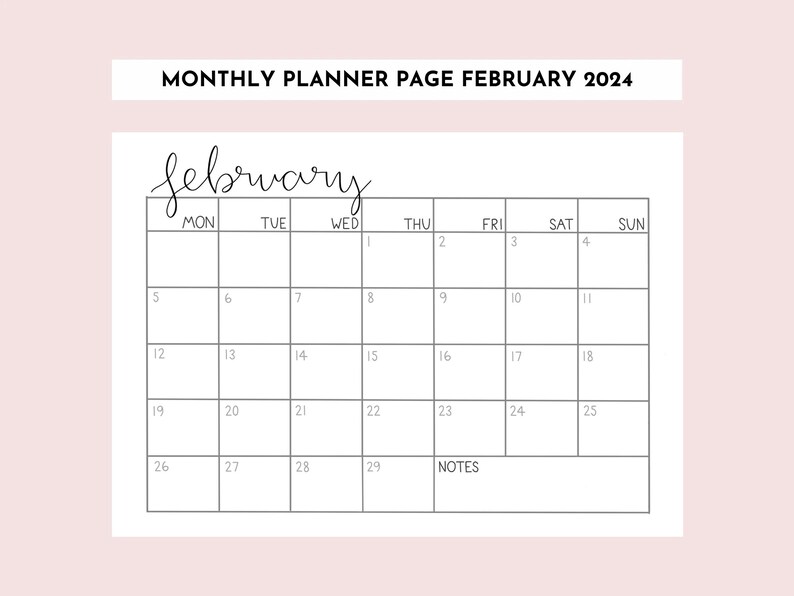 February 2024 Printable Calendar in Minimalist Design With Notes ...