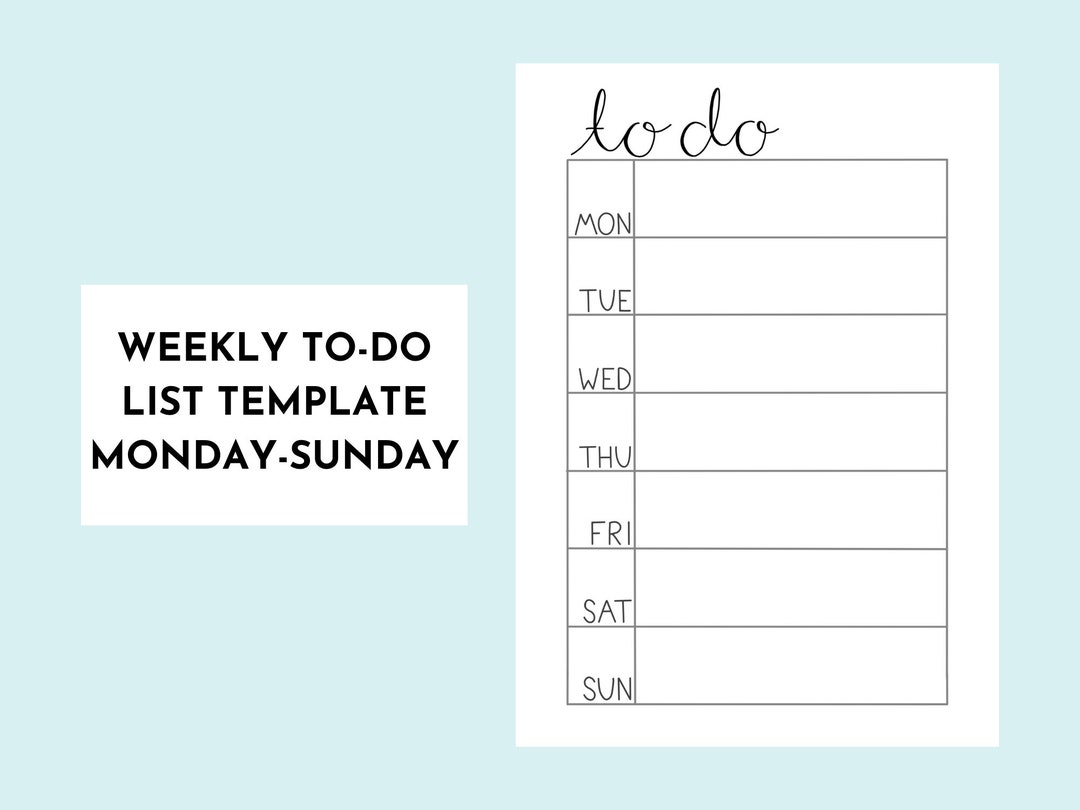 Printable Weekly To-do List Template in Minimalist Design With Original ...