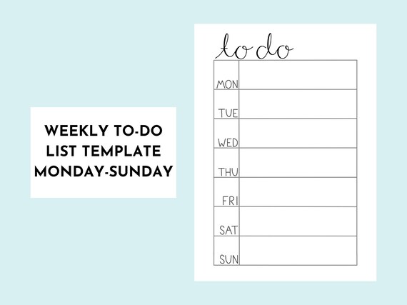 Printable Weekly To-do List Template in Minimalist Design With - Etsy