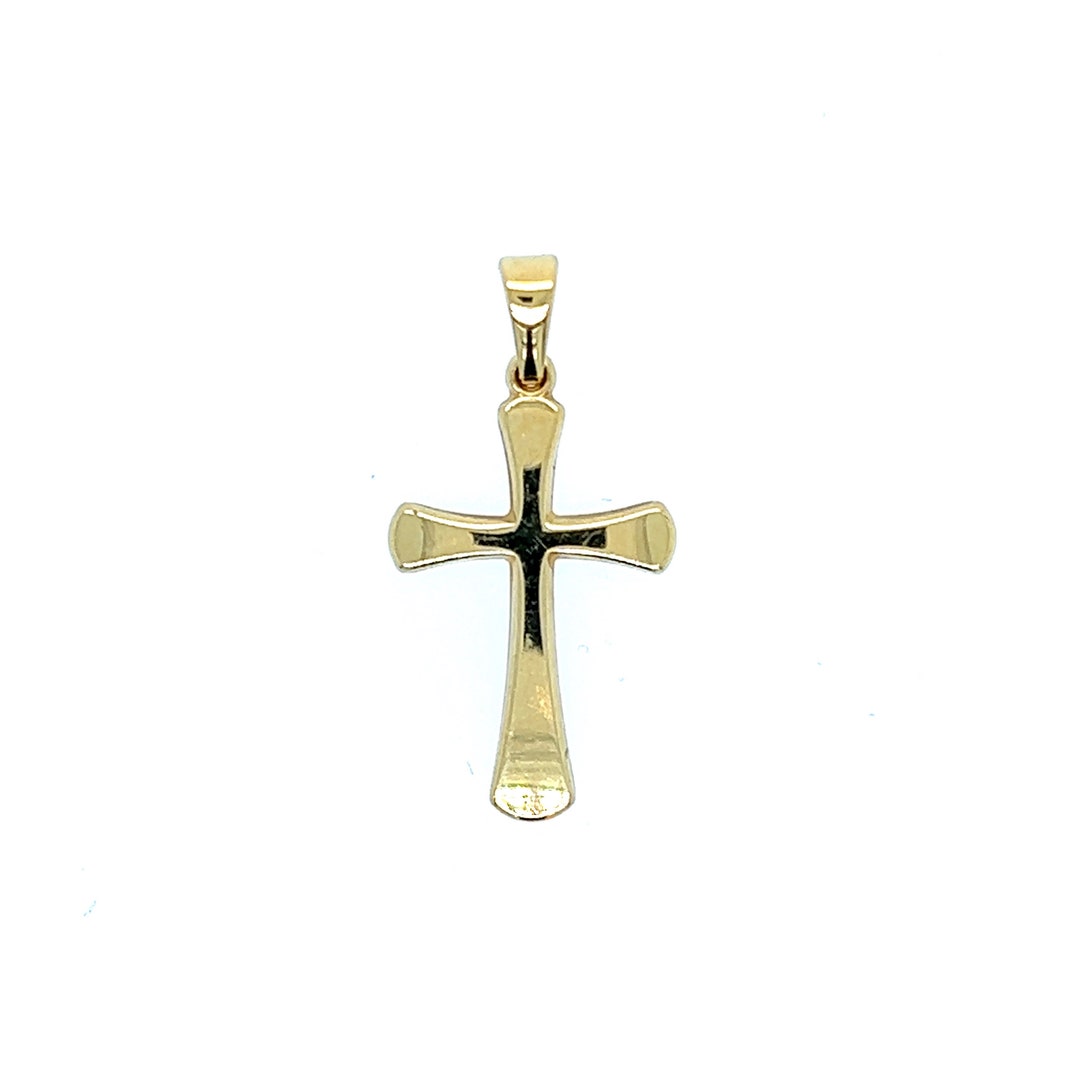 9ct Yellow Gold Cross Necklace Pedant Charm. Ladies Mens Vintage ...