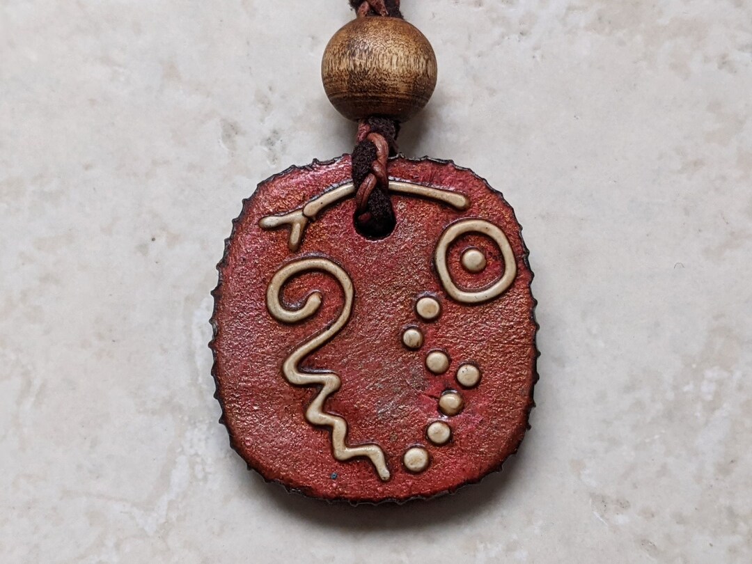 17 CABAN Mayan Seal Amulet / Pendant Red Earth Tzolkin - Etsy