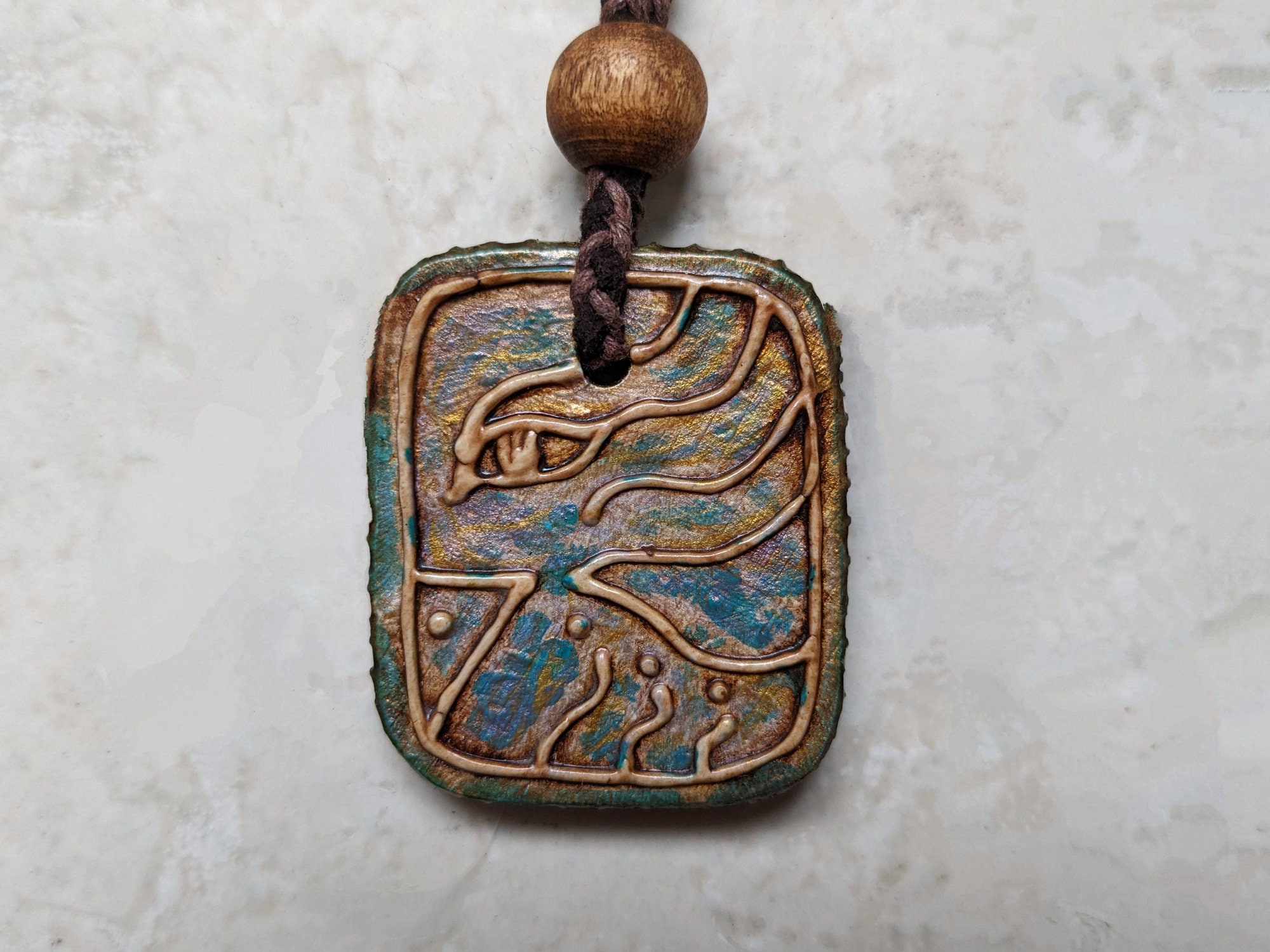 15 - MEN - Mayan Seal Amulet / Pendant - Blue Eagle - Tzolkin - Etsy