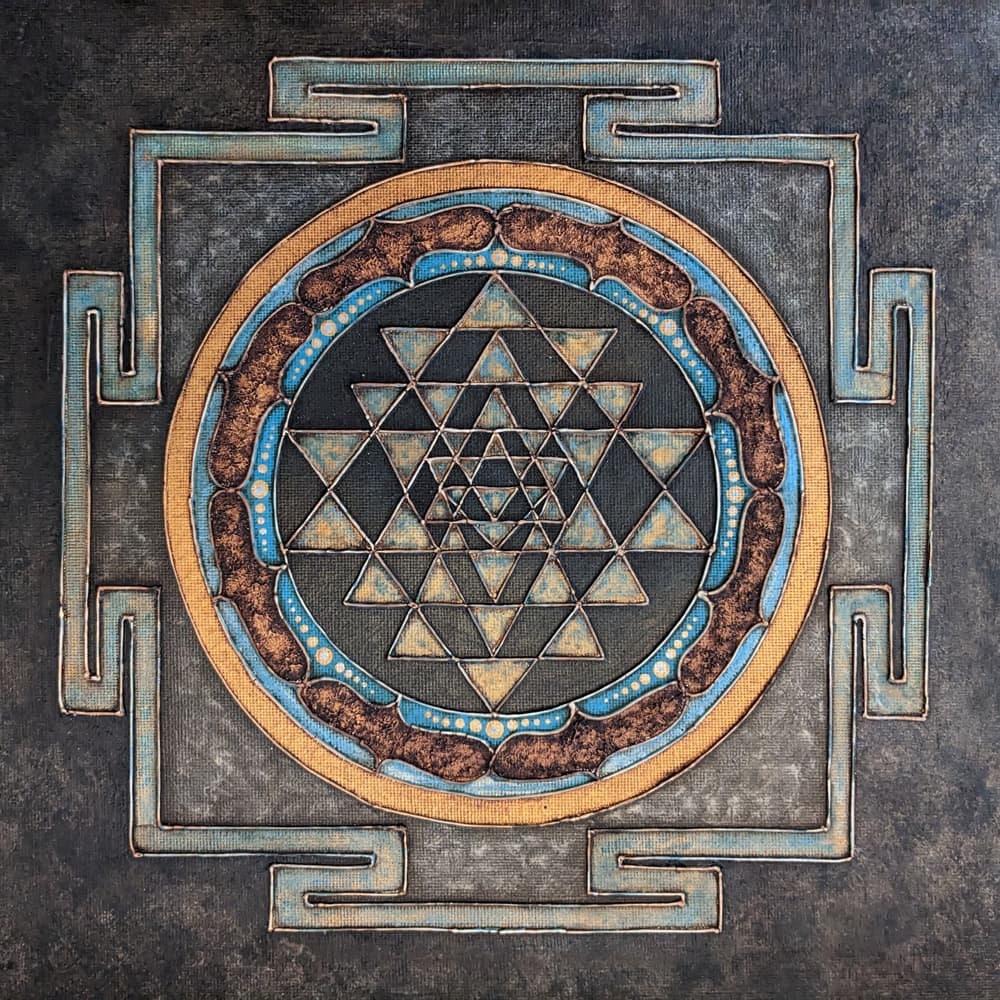 Sri Yantra, Sacred Geometry, Original Painting With Wooden Frame - Etsy