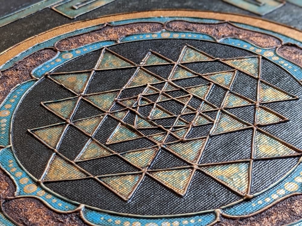 Sri Yantra, Sacred Geometry, Original Painting With Wooden Frame - Etsy