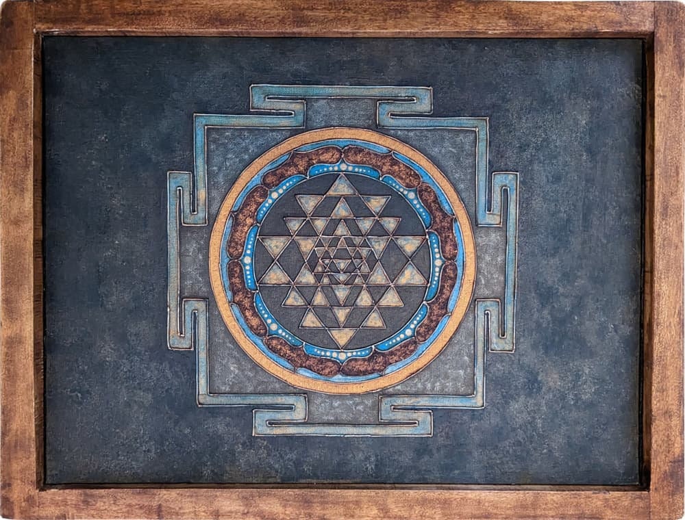 Sri Yantra, Sacred Geometry, Original Painting With Wooden Frame - Etsy