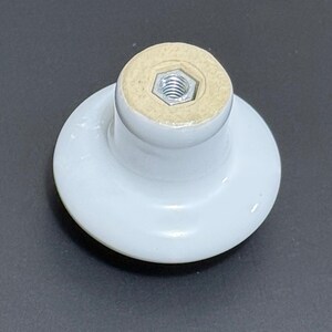 Ceramic Round White Knob Mushroom Shape 1-3/8” Cabinet Handle Smooth ...