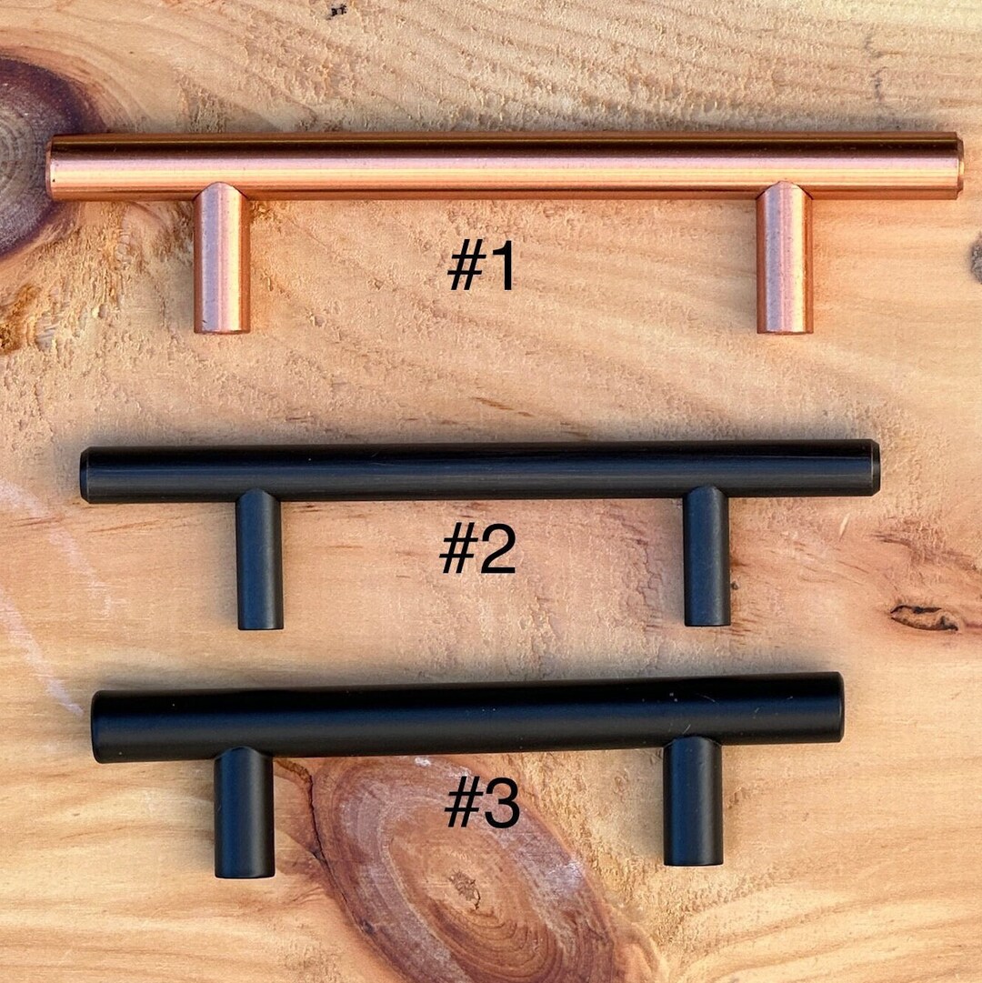 Drawer Pull Bar Dual Post Copper Color, Oil Rubbed Bronze and Black ...