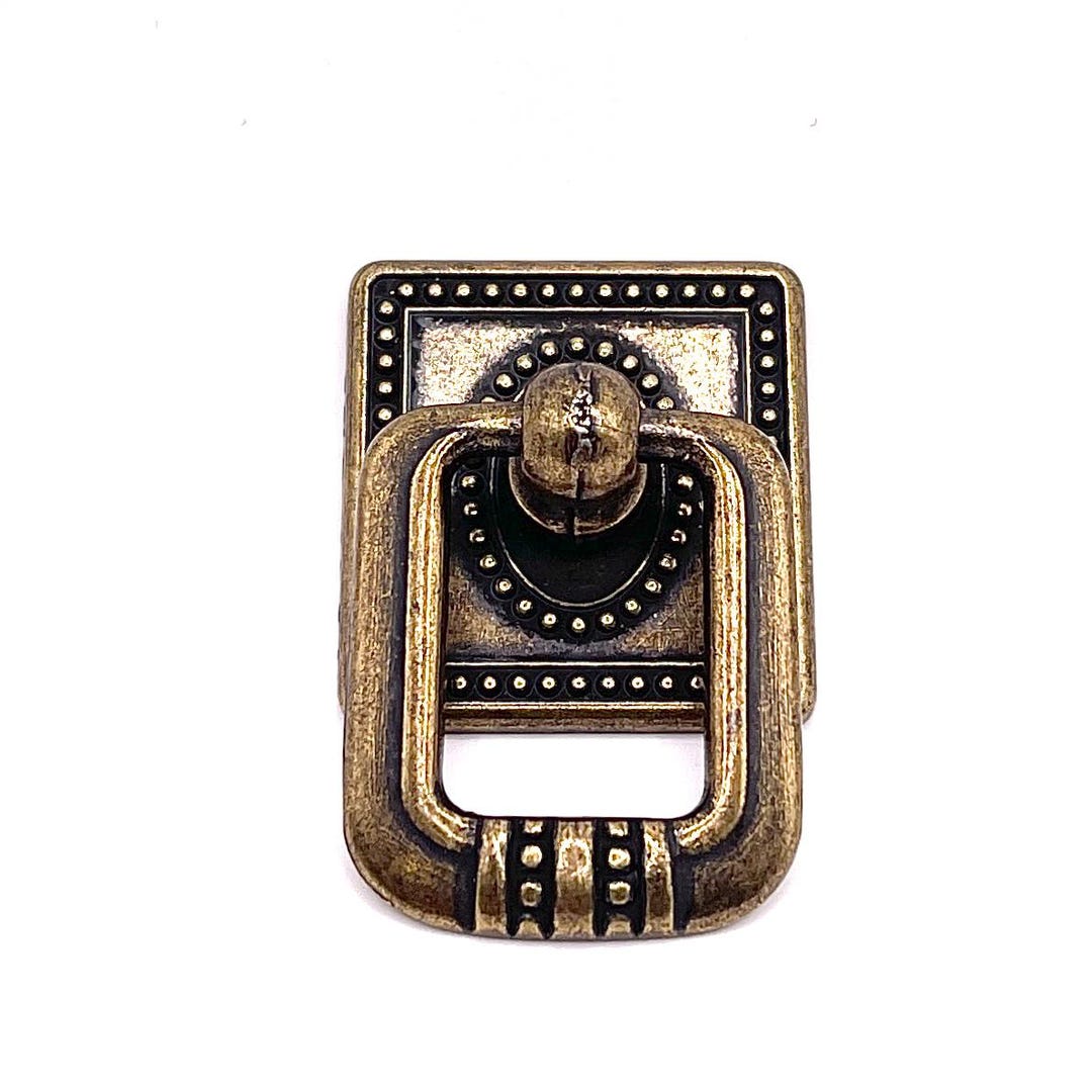 Federal Style Ring Pull Square Shape Antique Brass Finish Classic ...