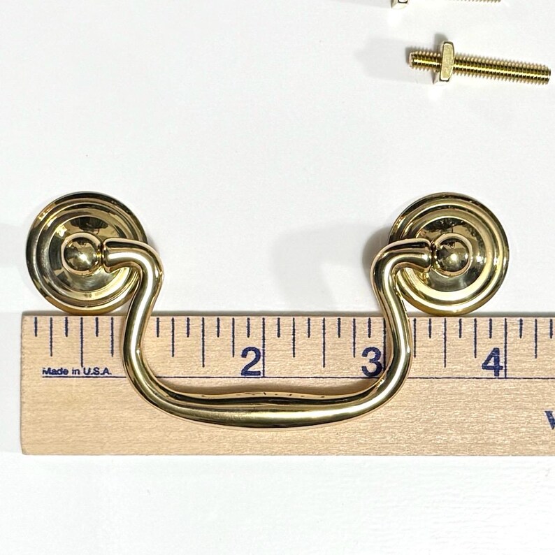 Solid Brass Drop Bail Swan Neck Drawer Pull With Rosettes Colonial ...