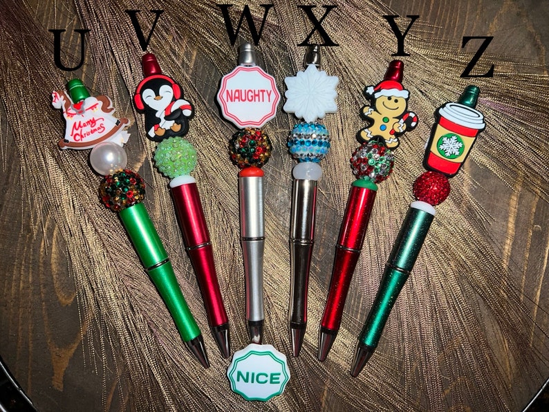 Christmas Pens, Custom Made Beaded Pens, Travel Pens, Ink Pens, Pens ...