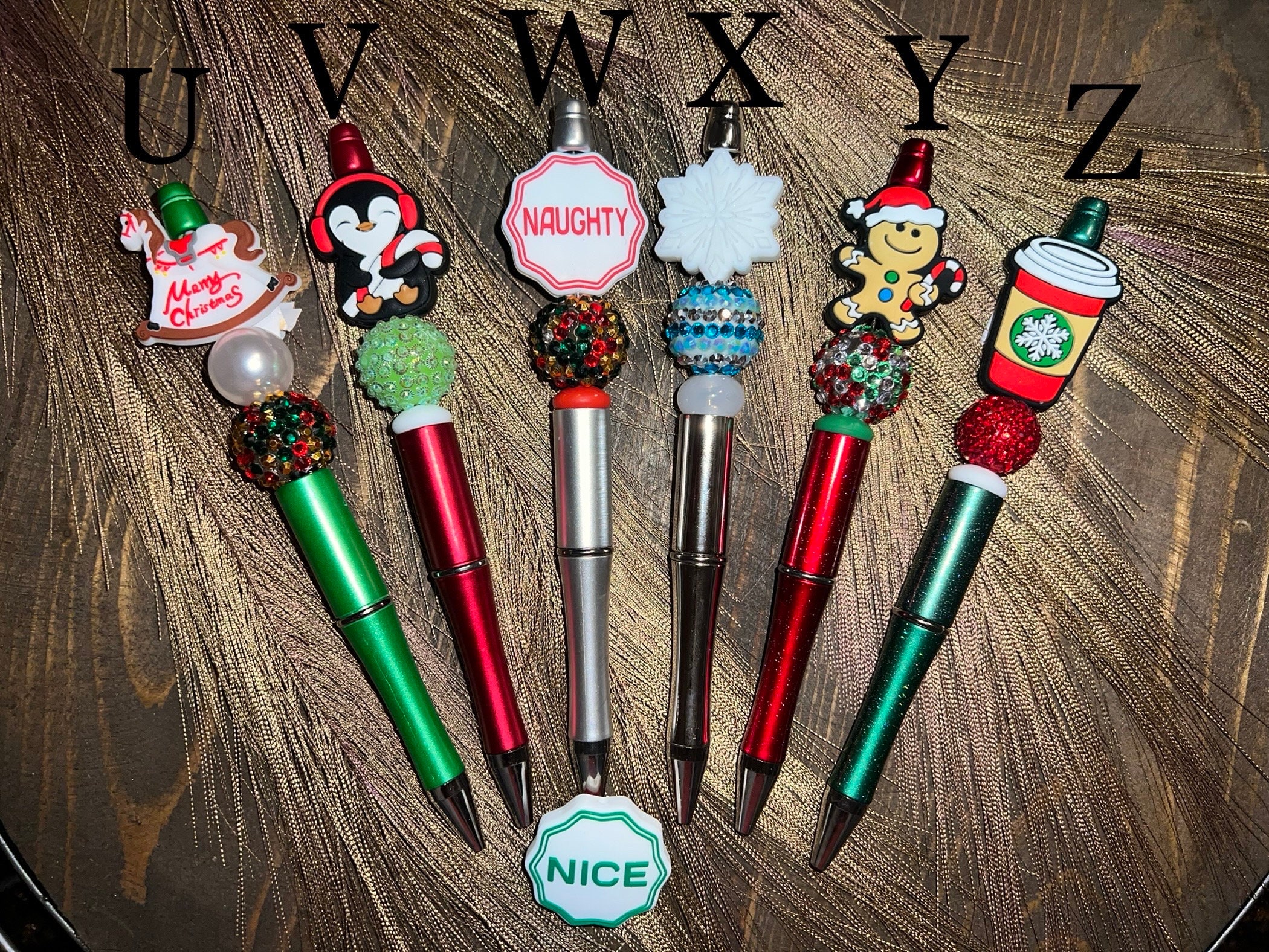 Christmas Pens, Custom Made Beaded Pens, Travel Pens, Ink Pens, Pens ...