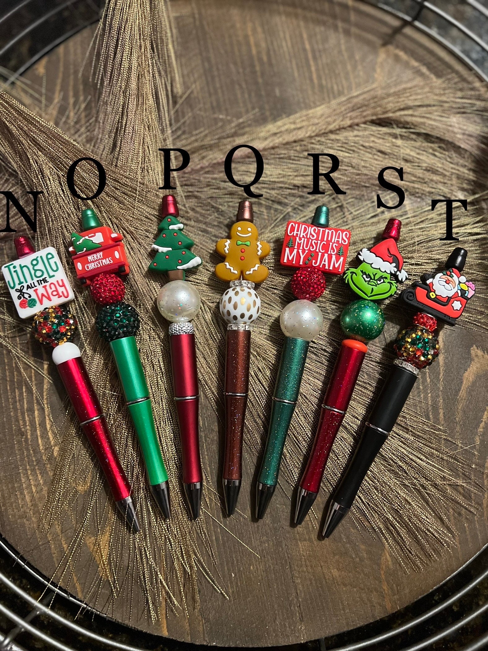 Christmas Pens, Custom Made Beaded Pens, Travel Pens, Ink Pens, Pens ...