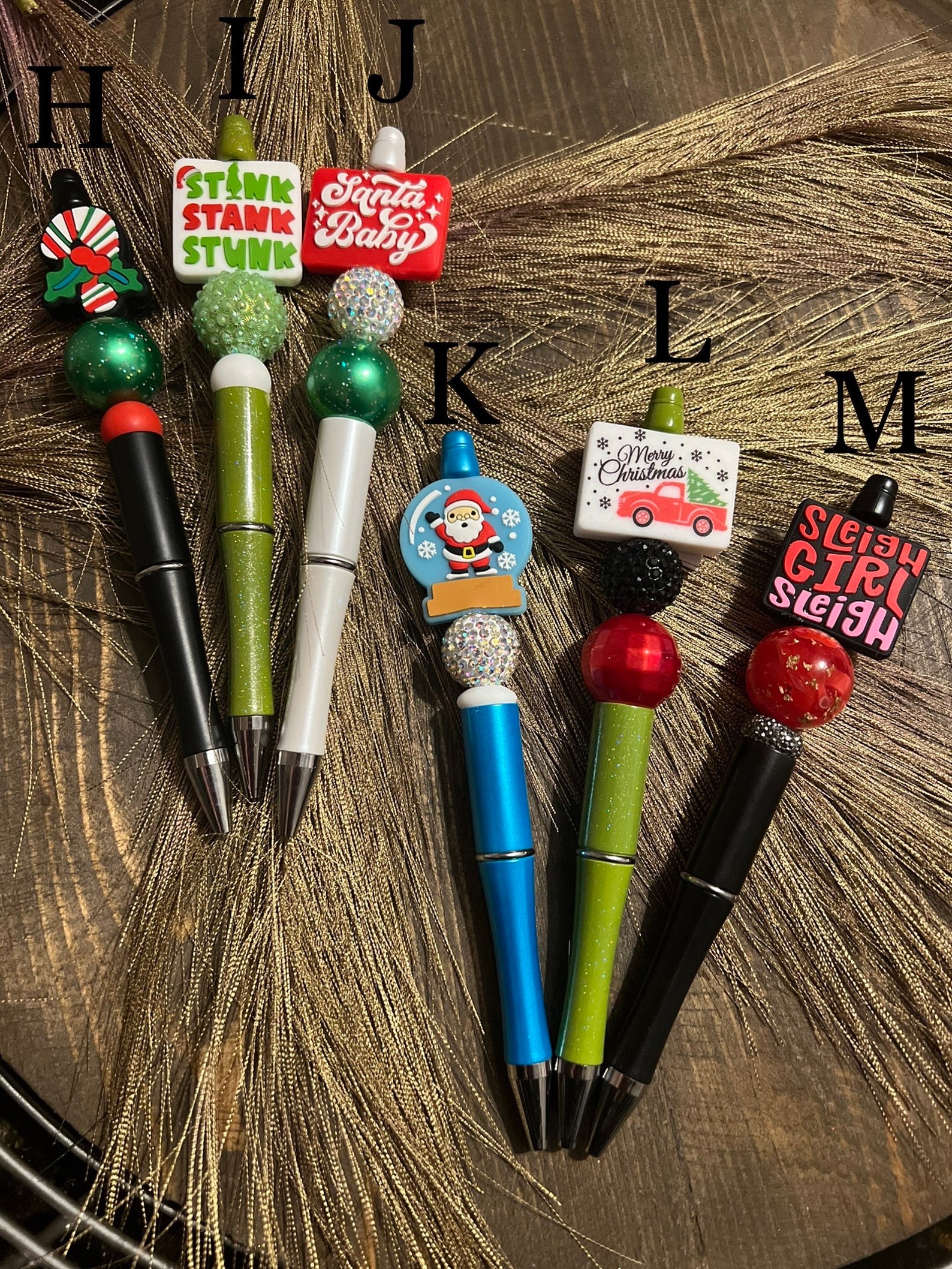 Christmas Pens, Custom Made Beaded Pens, Travel Pens, Ink Pens, Pens ...