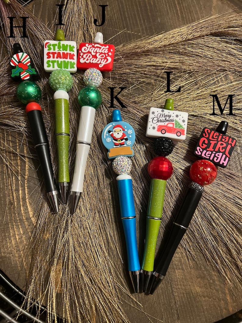 Christmas Pens, Custom Made Beaded Pens, Travel Pens, Ink Pens, Pens ...