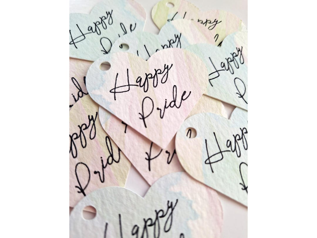 Rainbow Pride Gift Tags: Pastel Watercolor Hearts, Set of 10 - Etsy