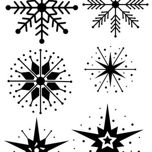 Snowflakes & Stars Download, Set of 6 Icons in 4 Files Formats: Svg ...