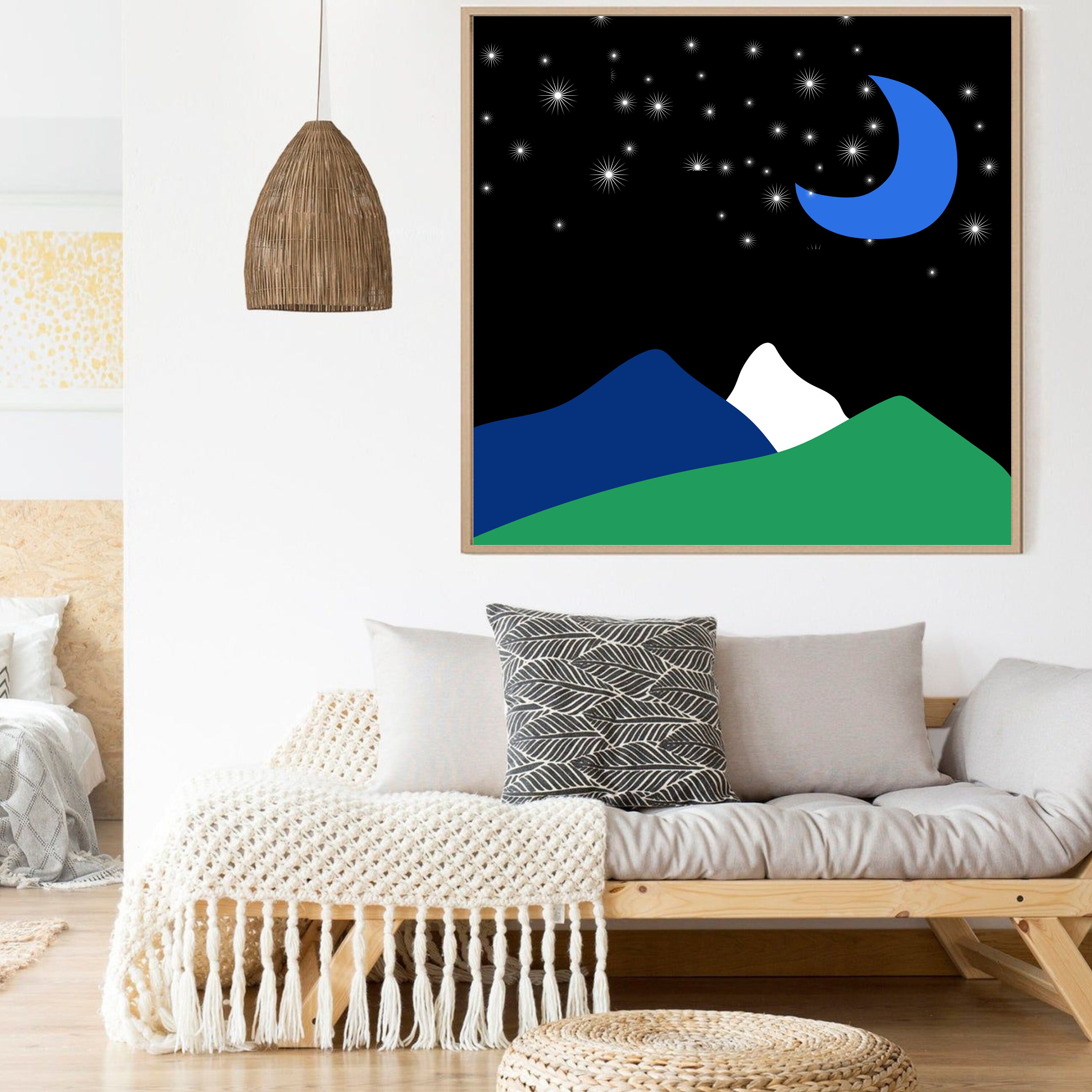 Boho Wall At, Day and Night Wall Decor, 2 Designes Wall Decor, Moon ...