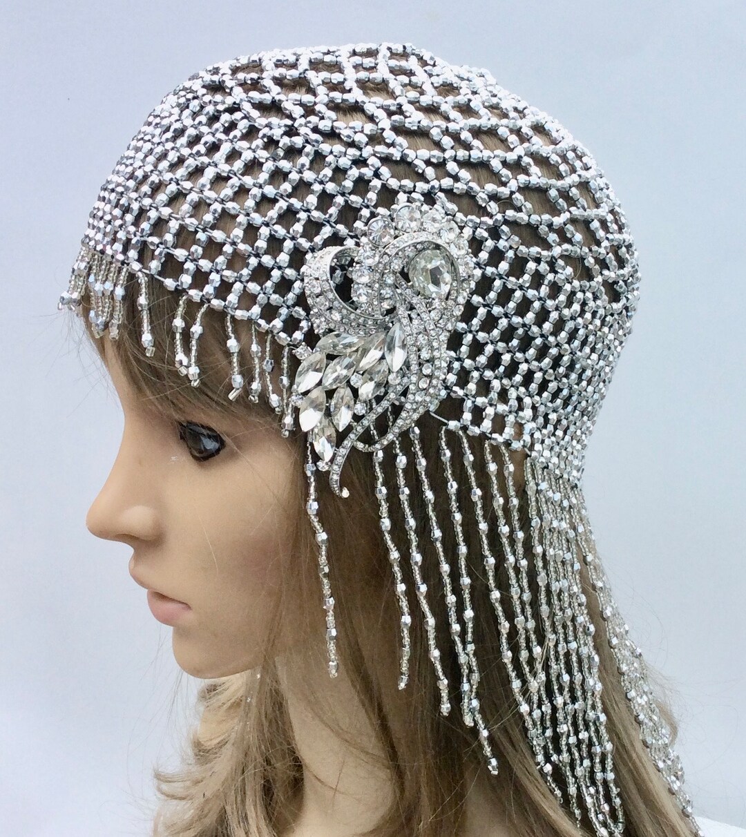 Art Deco Cloche, Beaded Flapper Headpiece, Downton Abbey Cap, Flapper ...