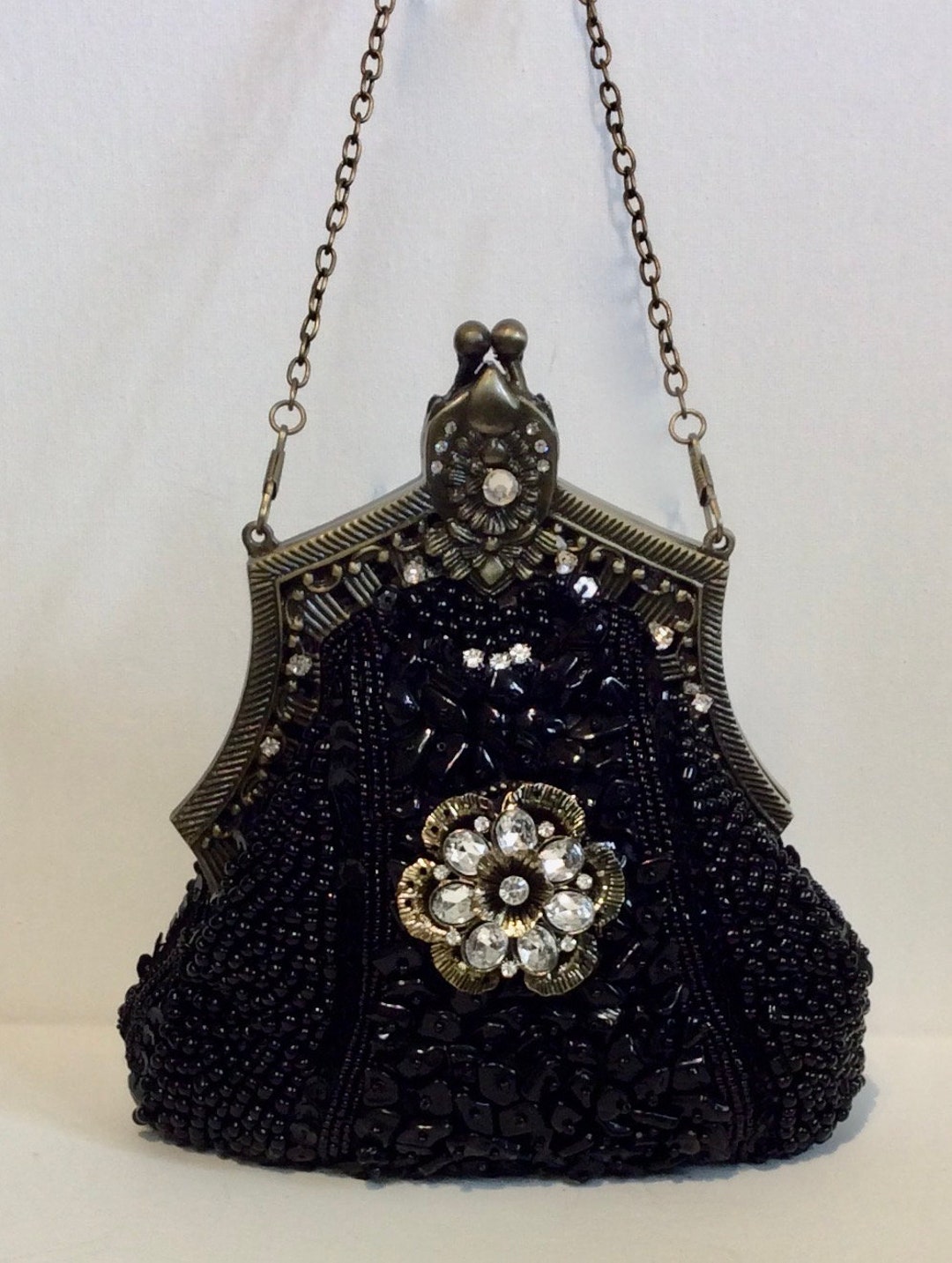 Gatsby Roaring 20s Black Evening Purse, Flapper Downton Abbey Clutch ...