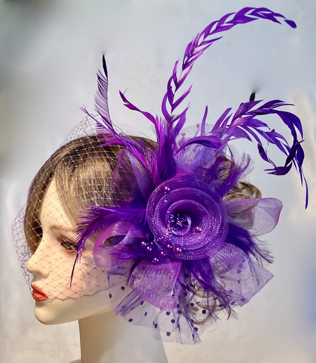 Purple Kentucky Derby Hat, Tea Party Hat, Church Hat, Wedding Hat - Etsy