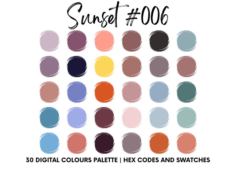 Sunset Digital Color Palette Color Chart Goodnotes Tool Ipad - Etsy