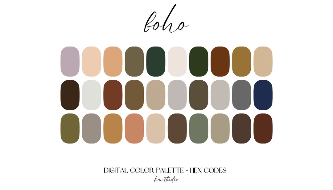 Boho Digital Color Palette Color Chart Goodnotes Tool iPad Procreate ...