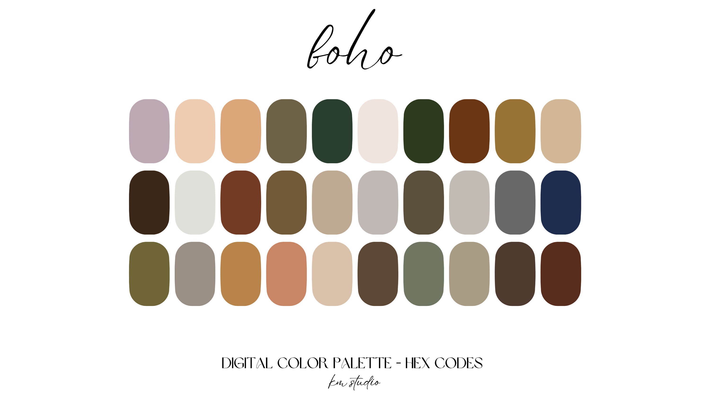 Boho Digital Color Palette Color Chart Goodnotes Tool iPad Procreate ...