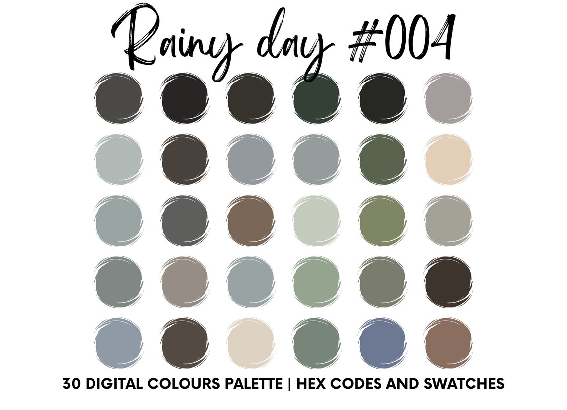 Rainy Day Digital Color Palette Color Chart Goodnotes Tool - Etsy