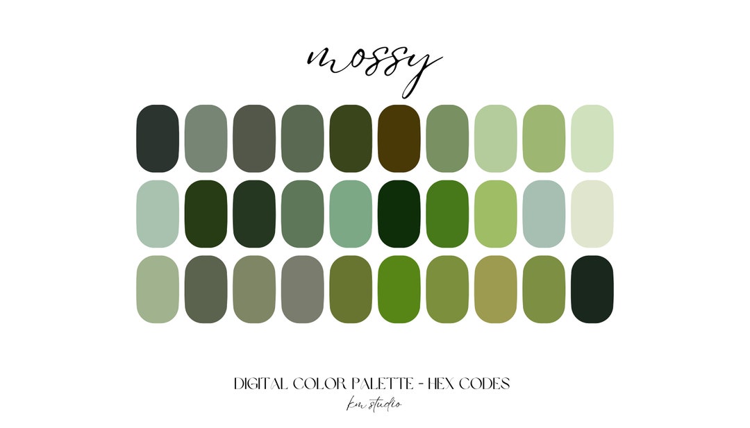 Mossy Digital Color Palette Color Chart Goodnotes Tool iPad Procreate ...