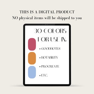 Pastel Digital Color Palette Color Chart Goodnotes Tool iPad Procreate ...