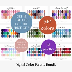 Procreate Color Palette BUNDLE PNG for Color Picking 18 Palettes 540 ...