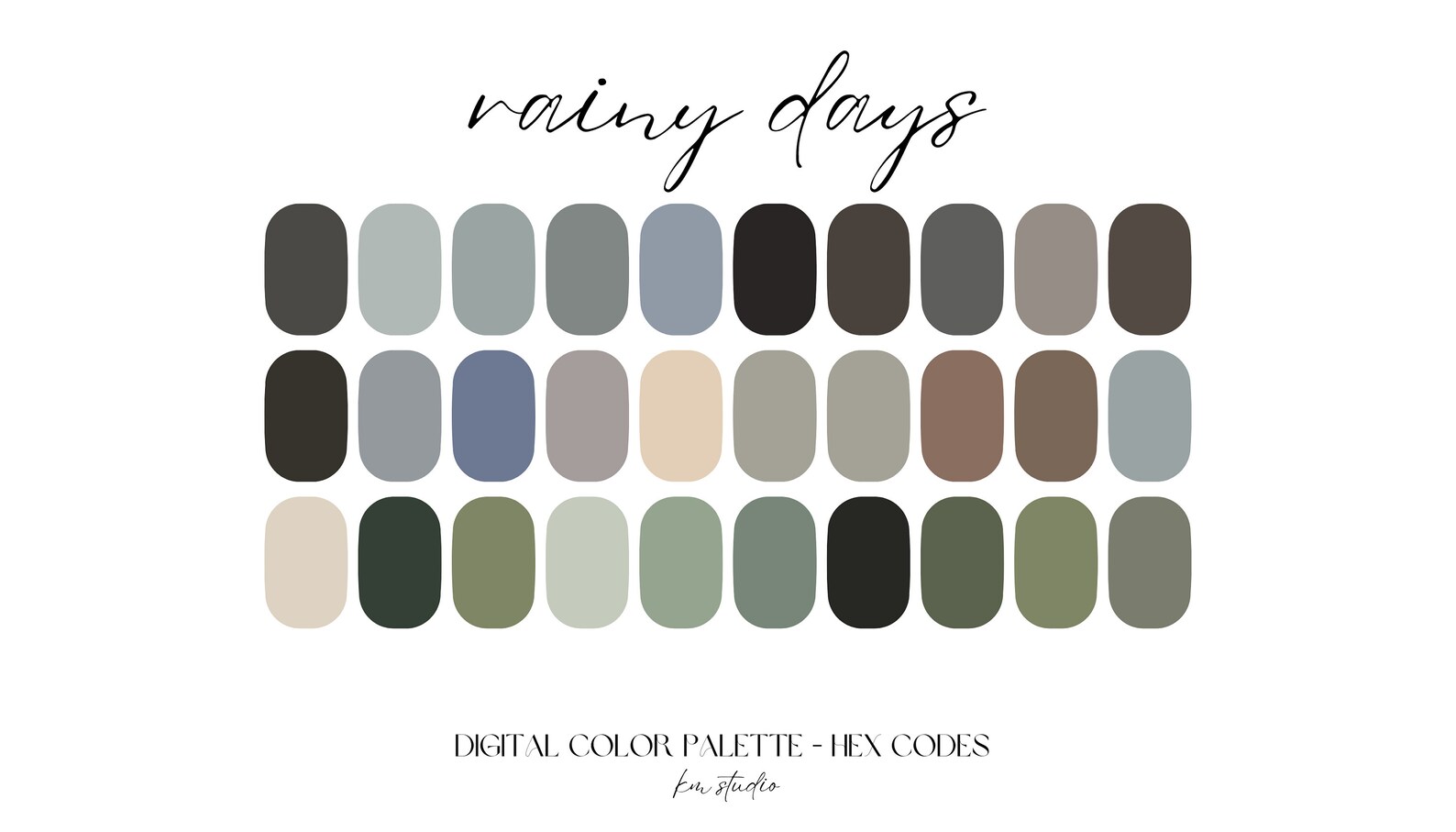 Rainy Day Digital Color Palette Color Chart Goodnotes Tool - Etsy