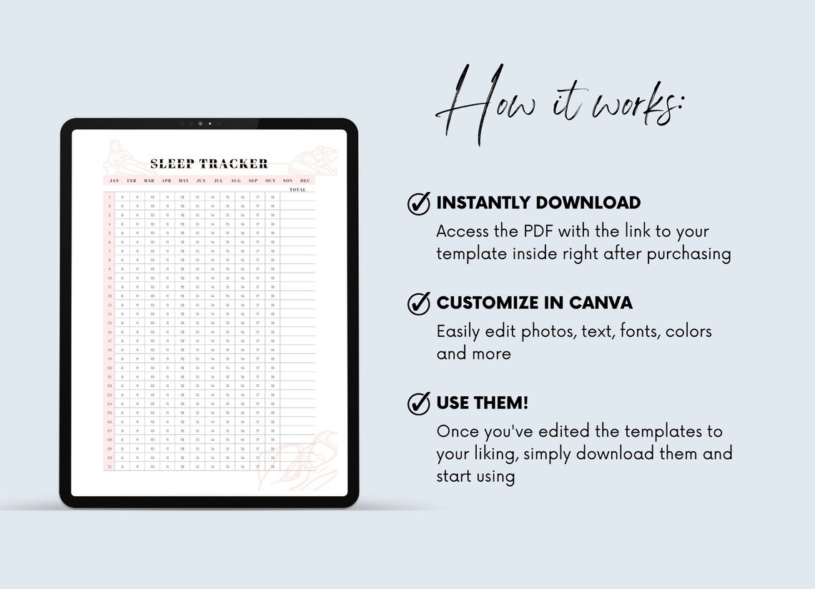 Sleep Tracker, Monthly Sleep Tracker, Quality of Sleep Journal, Sleep ...
