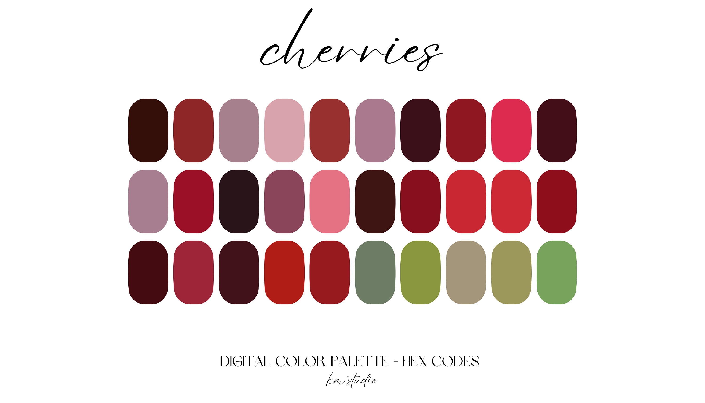 Cherry Digital Color Palette Color Chart Goodnotes Tool iPad Procreate ...