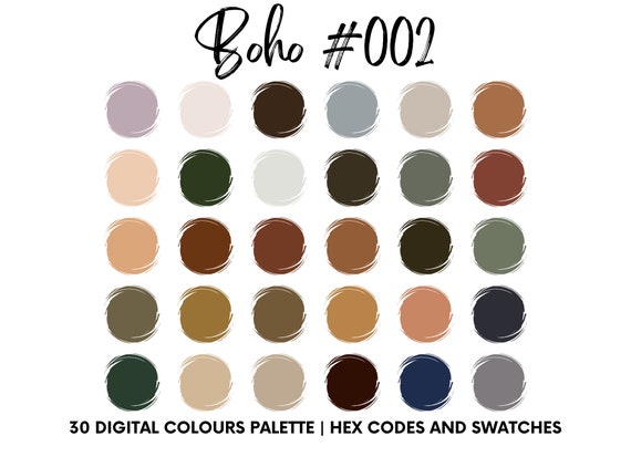 Boho Digital Color Palette Color Chart Goodnotes Tool Ipad - Etsy
