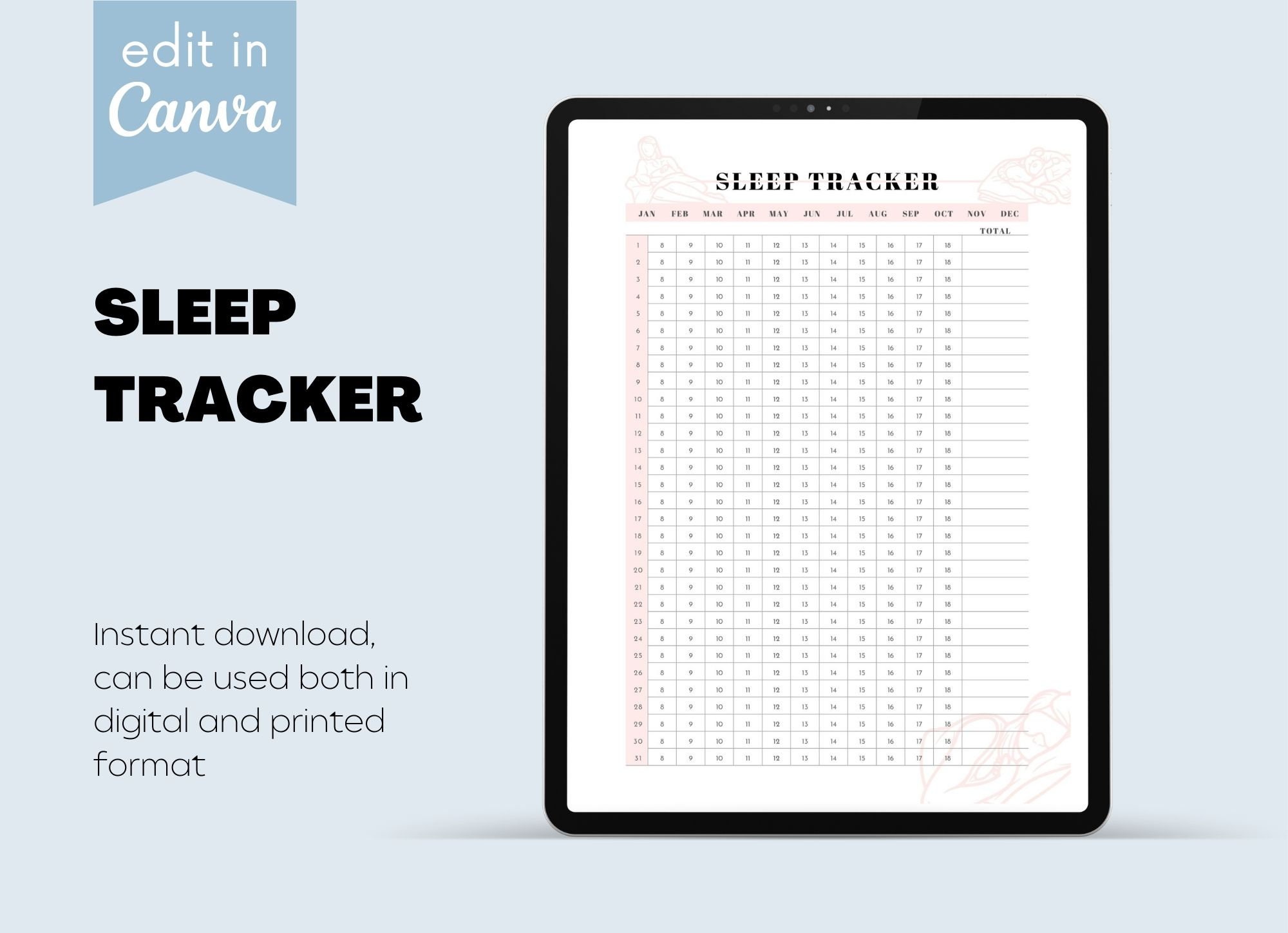 Sleep Tracker, Monthly Sleep Tracker, Quality of Sleep Journal, Sleep ...