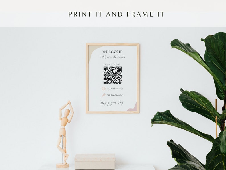 Printable Wi-fi Sign With QR Code Editable Custom Wifi QR Code Print Wi ...