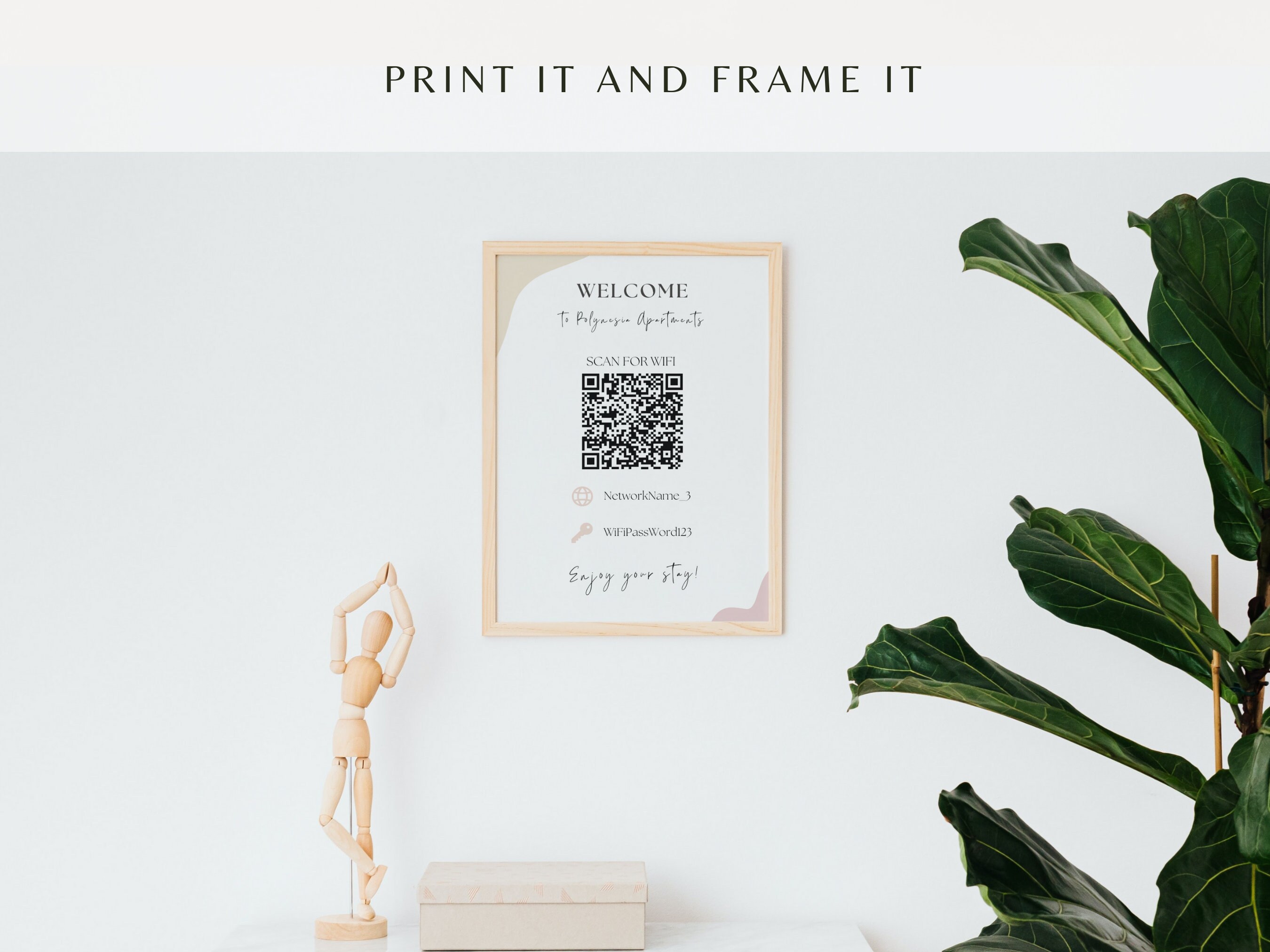 Printable Wi-fi Sign With QR Code Editable Custom Wifi QR Code Print Wi ...