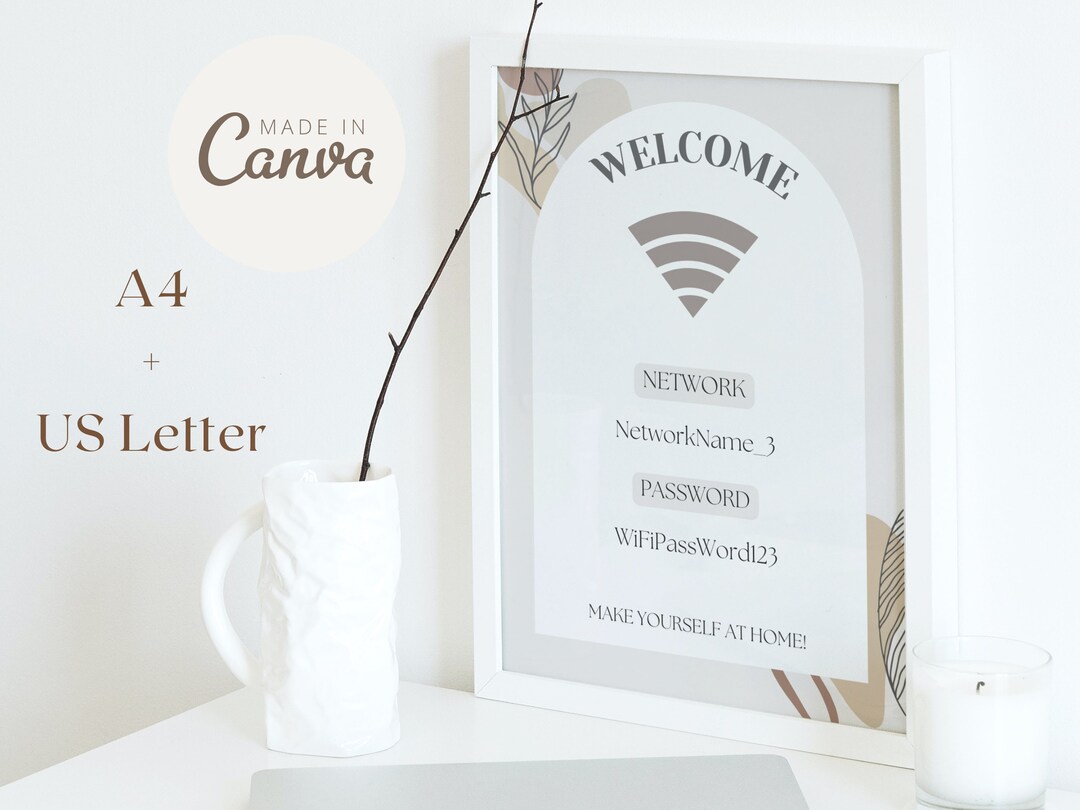 Editable Wi-fi Sign Canva Template for Airbnb Hosts Digital Template ...