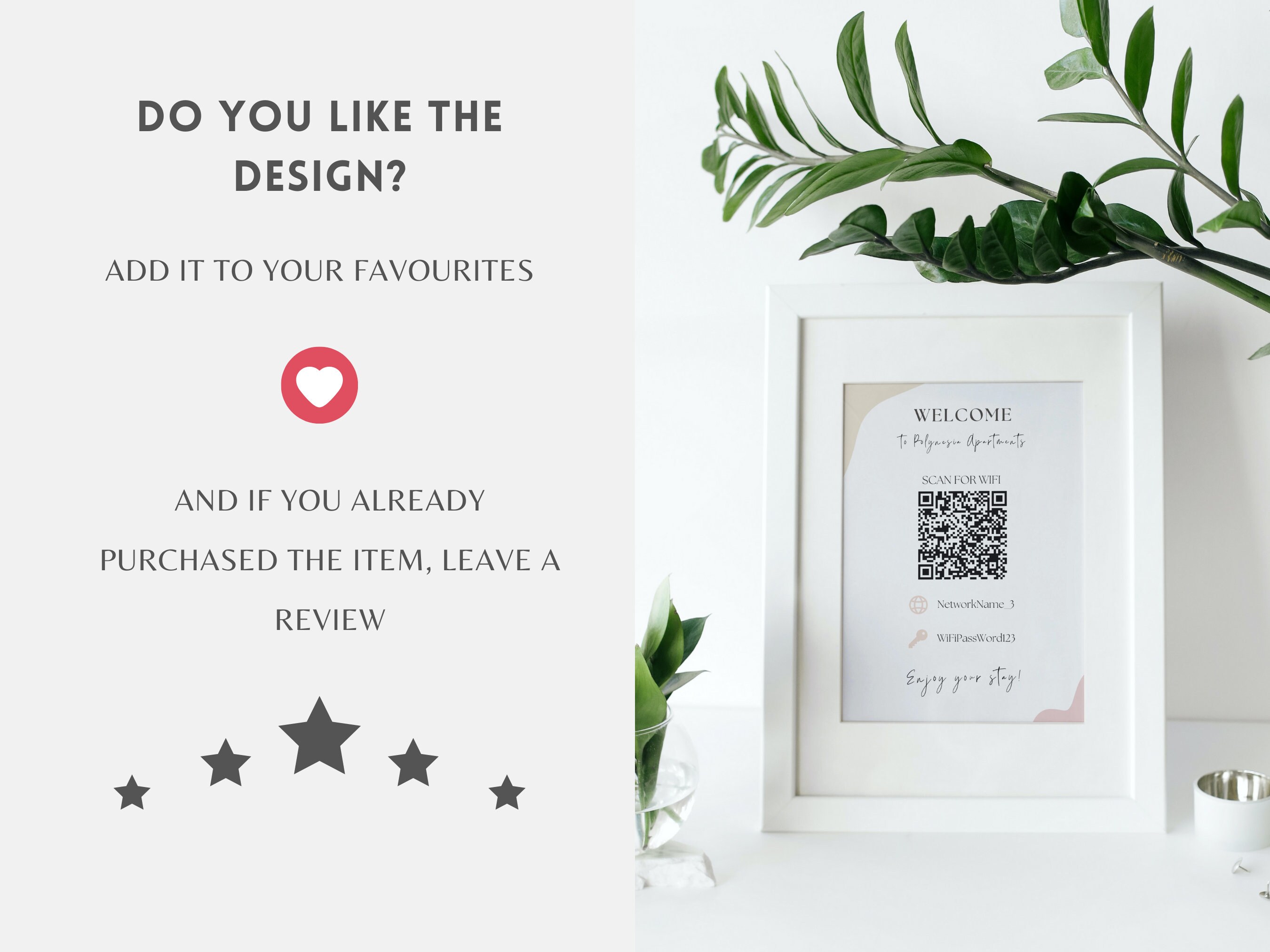 Printable Wi-fi Sign With QR Code Editable Custom Wifi QR Code Print Wi ...