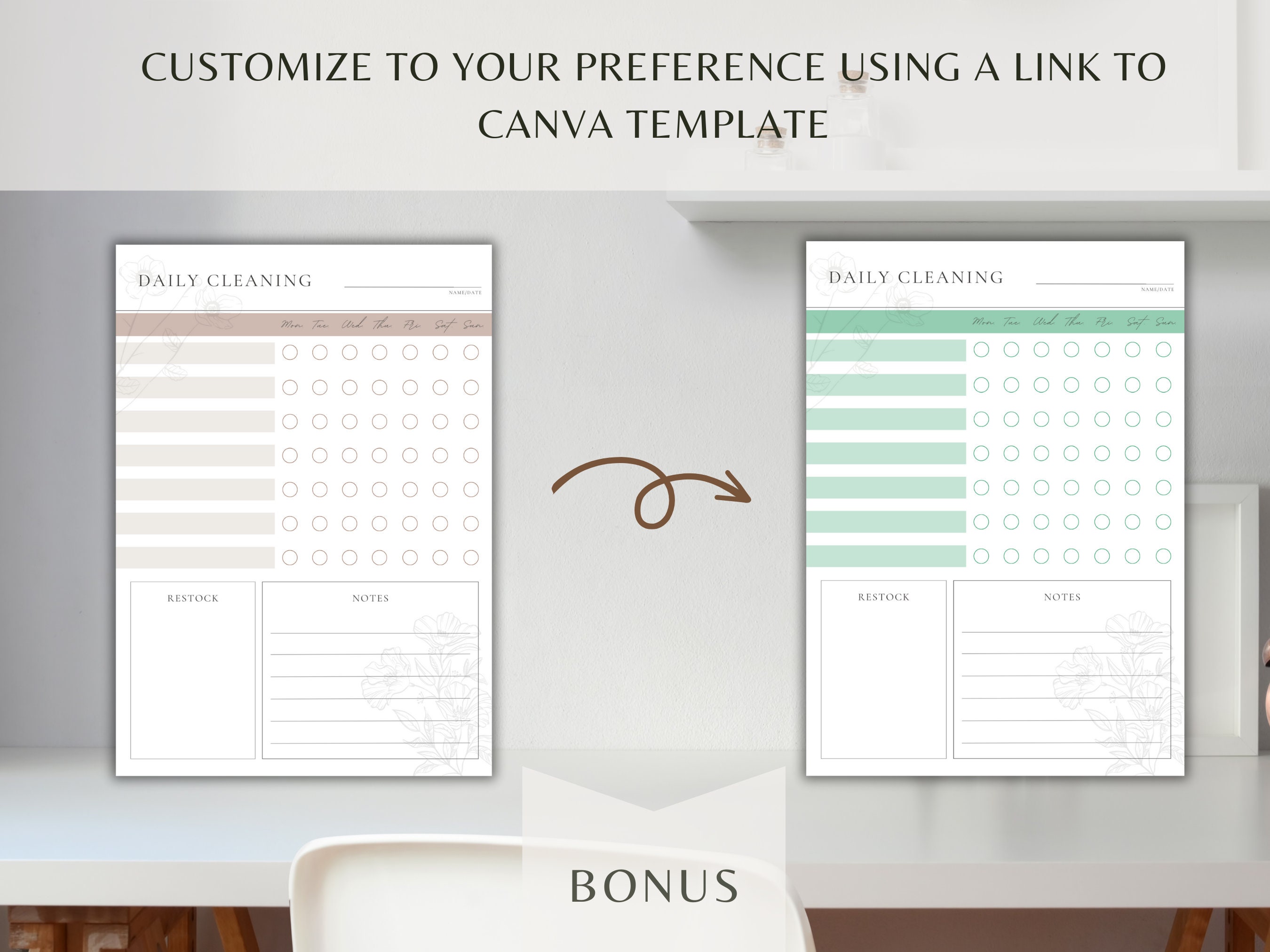 Cleaning Checklist Daily Printable Canva Template Instant - Etsy
