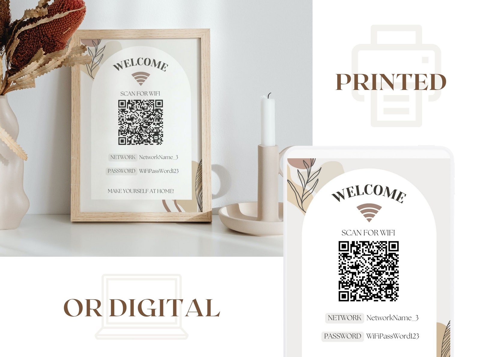 Editable Wi-fi Sign QR Code Canva Template for Airbnb Hosts - Etsy