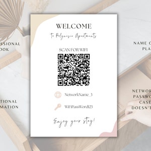 Printable Wi-fi Sign With QR Code Editable Custom Wifi QR Code Print Wi ...