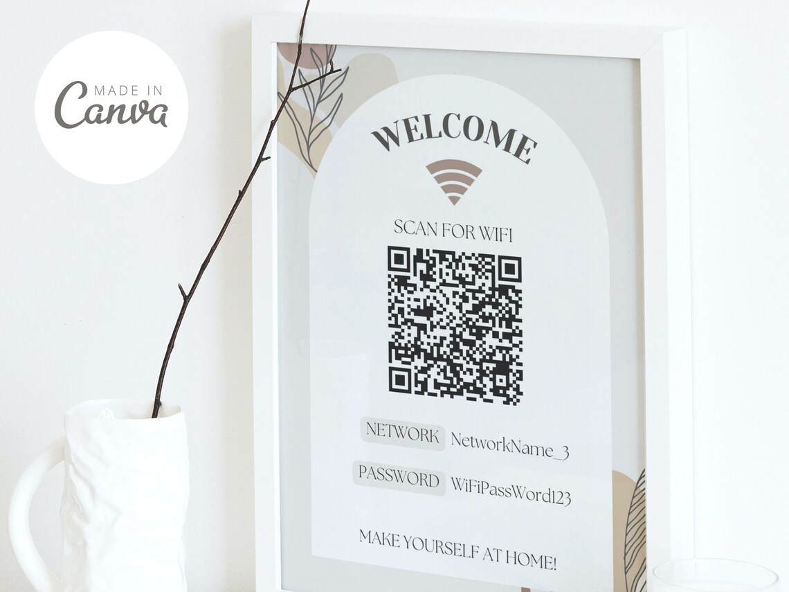 Editable Wi-fi Sign QR Code Canva Template for Airbnb Hosts - Etsy