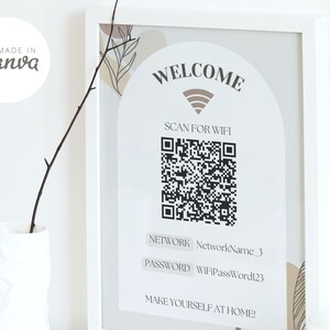 Editable Wi-fi Sign QR Code Canva Template for Airbnb Hosts - Etsy